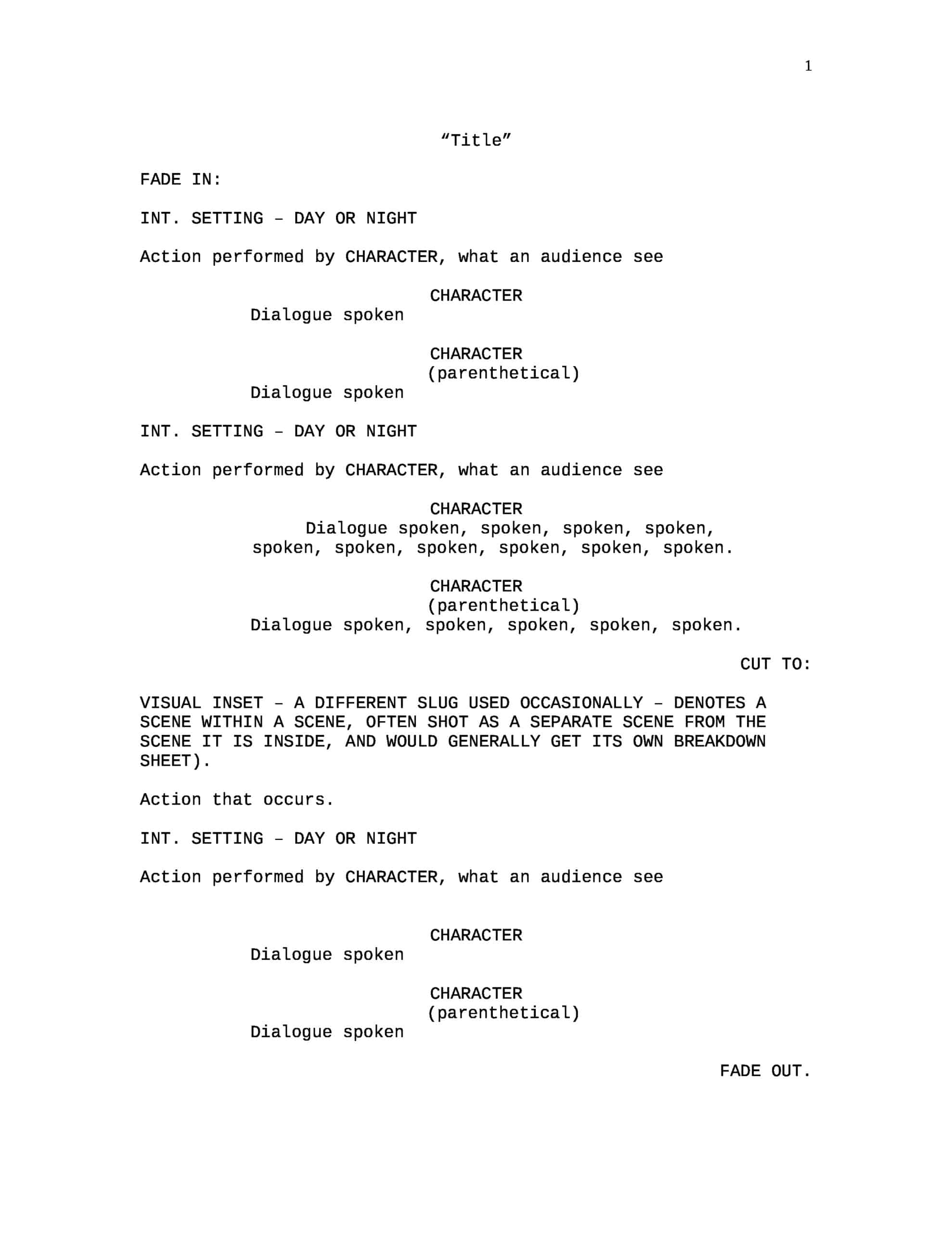 Free Printable Screenplay Templates Word PDF 