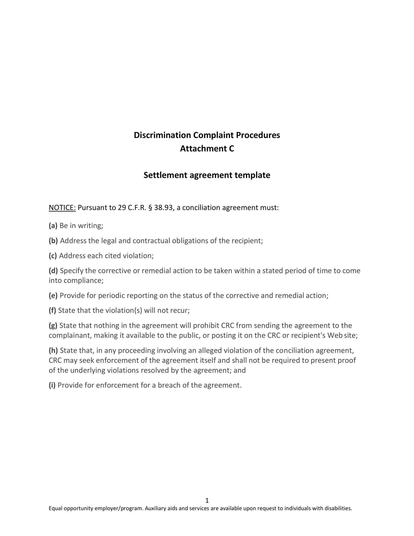 Free Printable Settlement Agreement Templates Word Pdf Marital Divorce