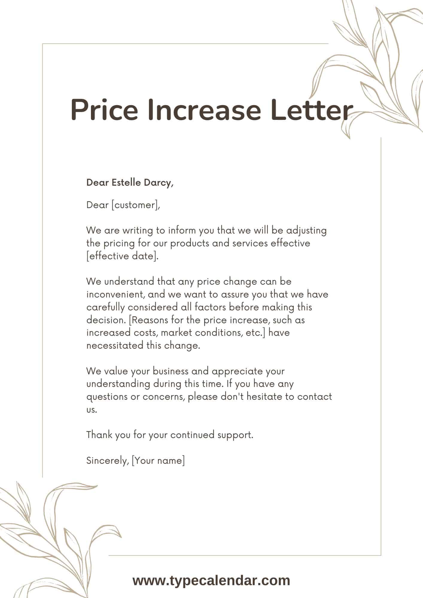 Template For Price Increase Letter Prntbl concejomunicipaldechinu gov co Template For Price Increase Letter Prntbl concejomunicipaldechinu gov co