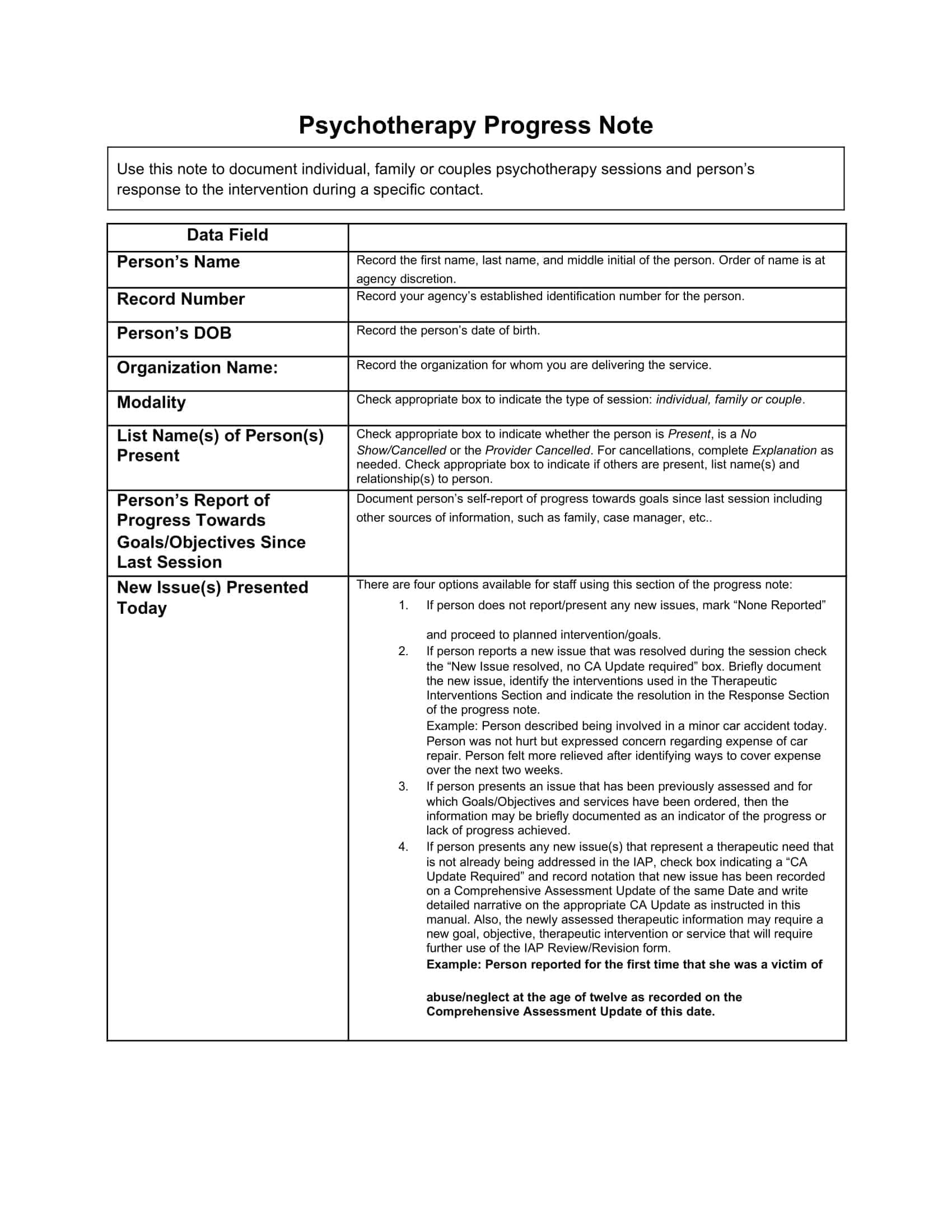 Free Printable Therapy Notes Templates PDF Progress Notes