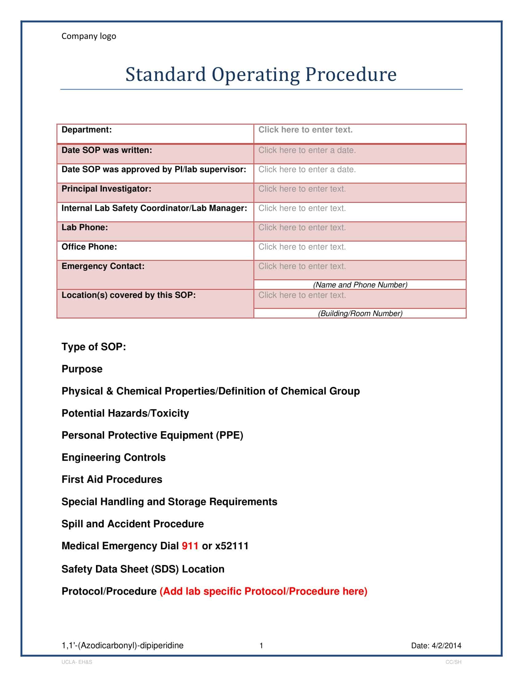 Free Printable SOPs Templates Word Excel PDF Examples Free Printable SOPs Templates Word Excel PDF Examples
