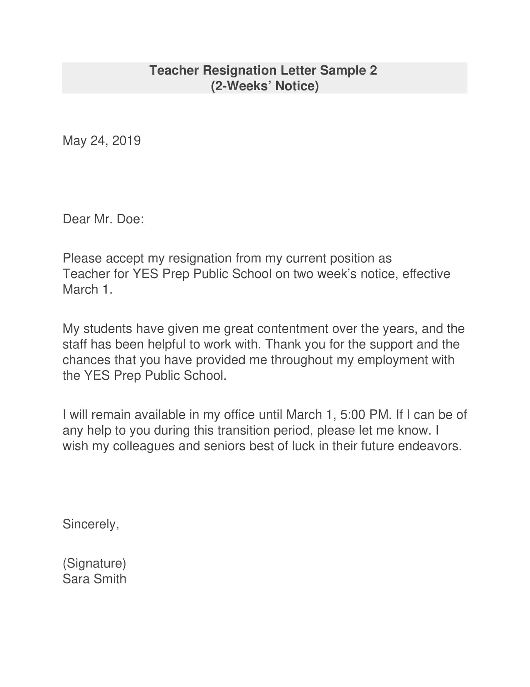 Free Printable Teacher Resignation Letter Template Easy Professional Free Printable Teacher Resignation Letter Template Easy Professional