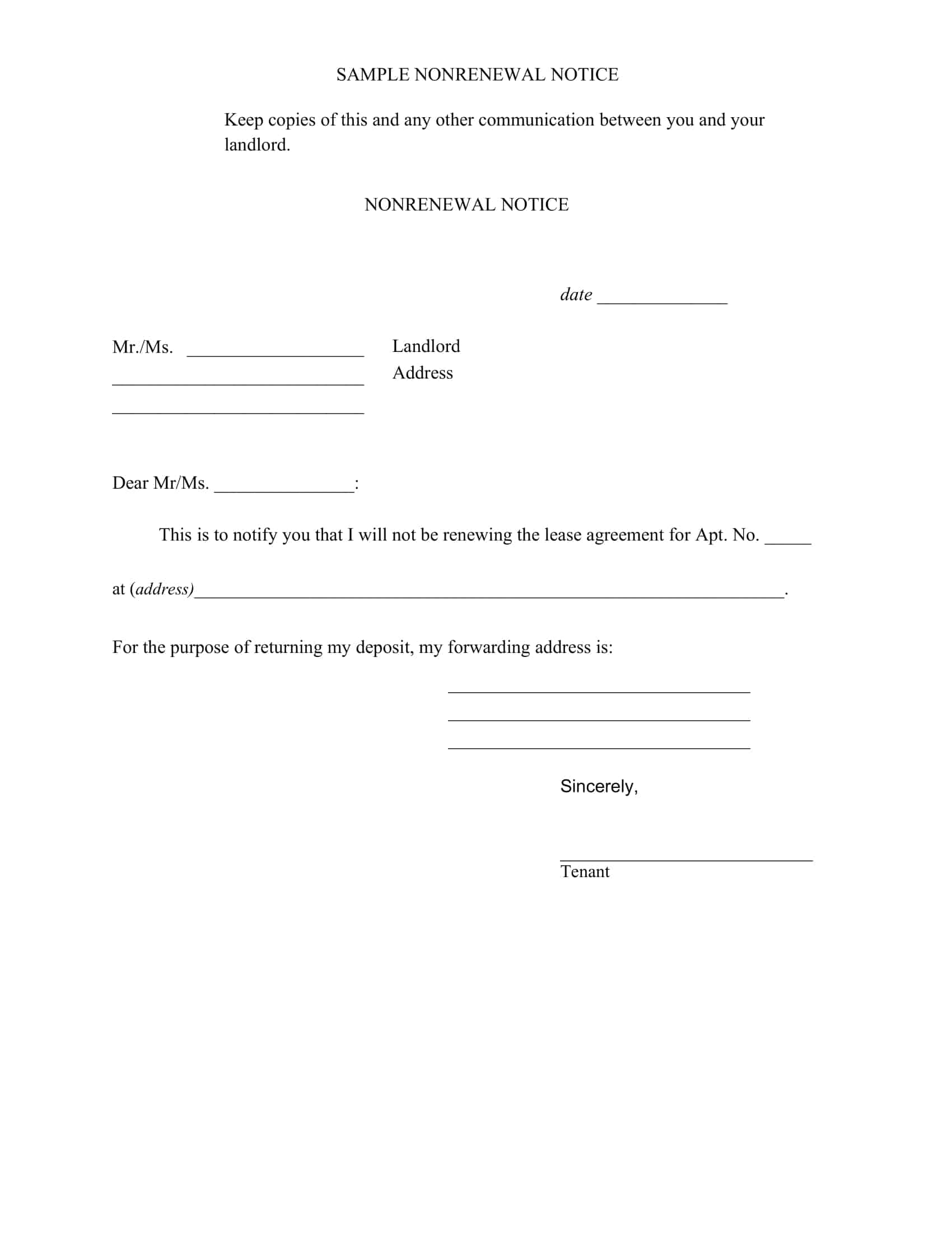 Free Printable Not Renewing Lease Letter Templates PDF Word Tenant free-printable-not-renewing-lease-letter-templates-pdf-word-tenant