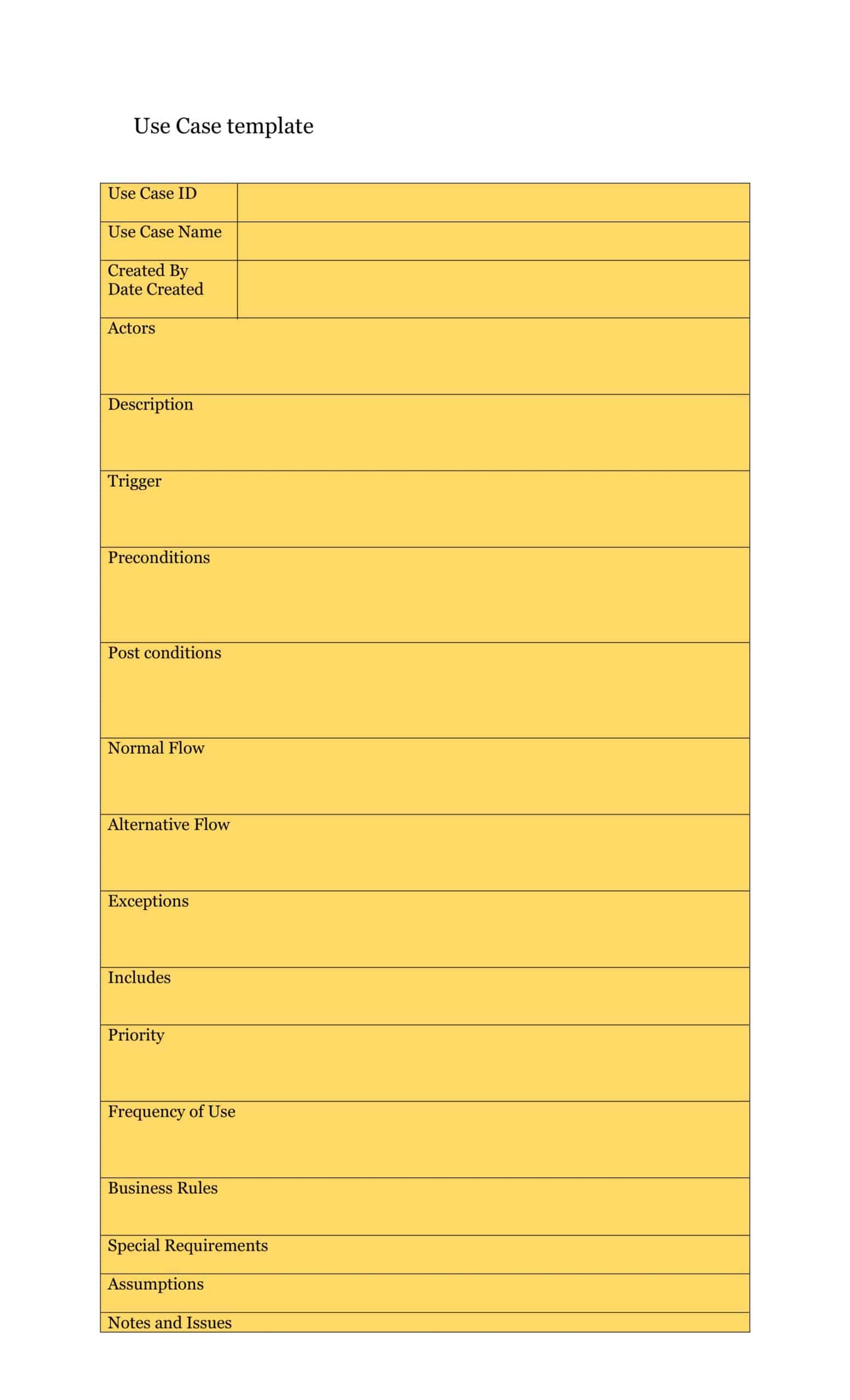Free Printable Use Case Templates Word Excel PDF 