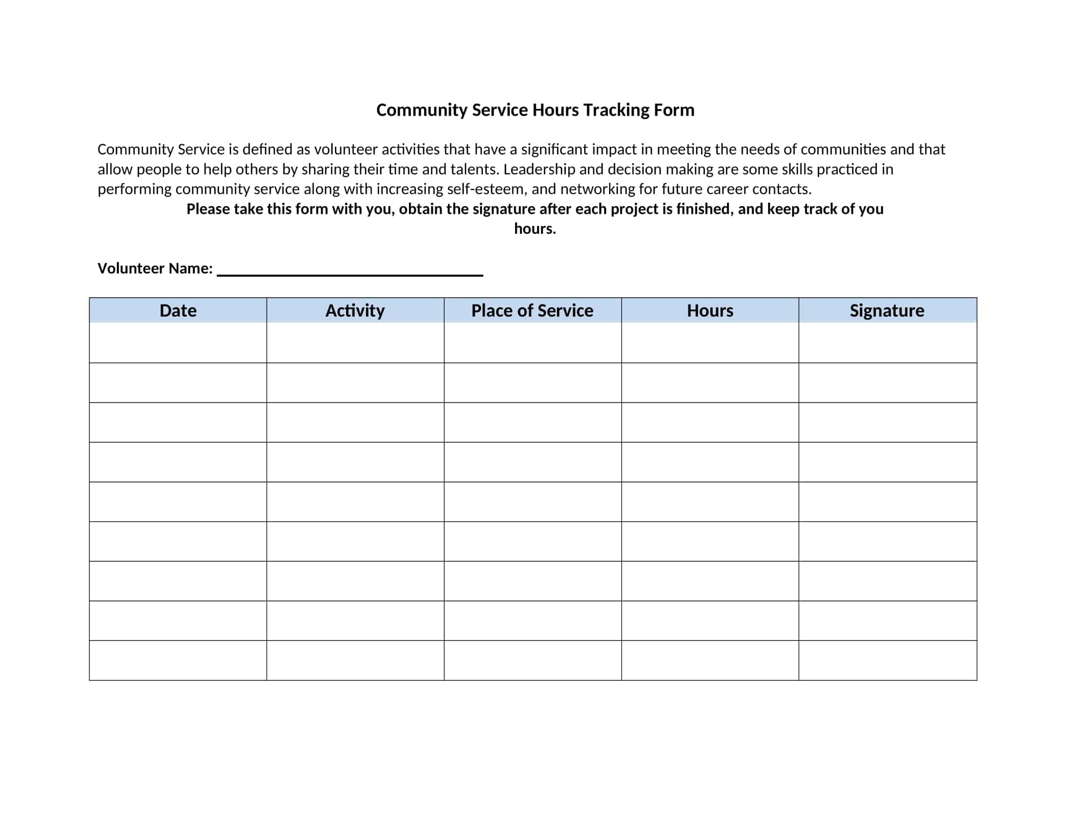 Free Printable Volunteer Hours Log Templates Excel PDF Form Sheet Free Printable Volunteer Hours Log Templates Excel PDF Form Sheet