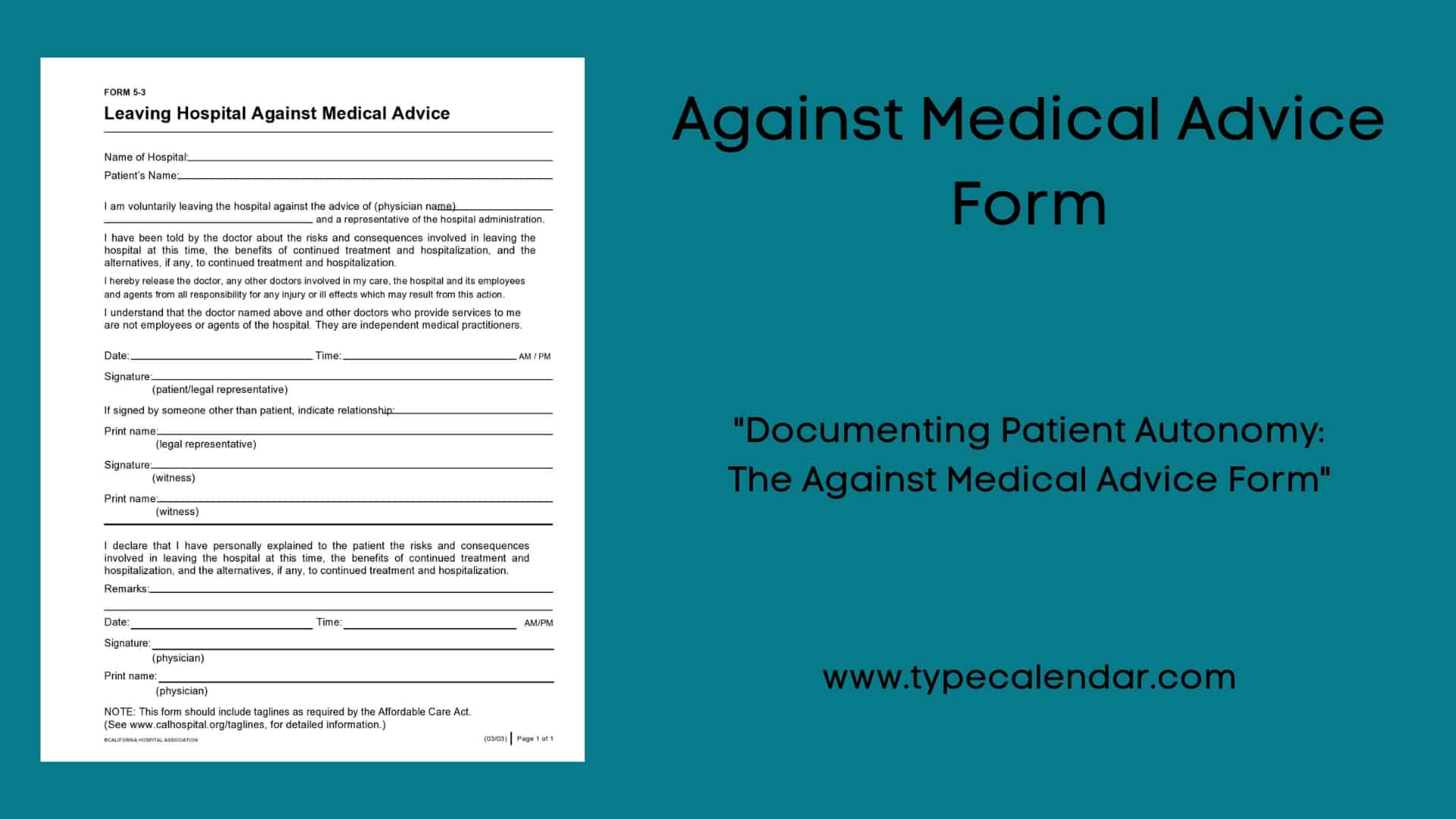 Free Printable Against Medical Advice Form Templates PDF Free Printable Against Medical Advice Form Templates PDF