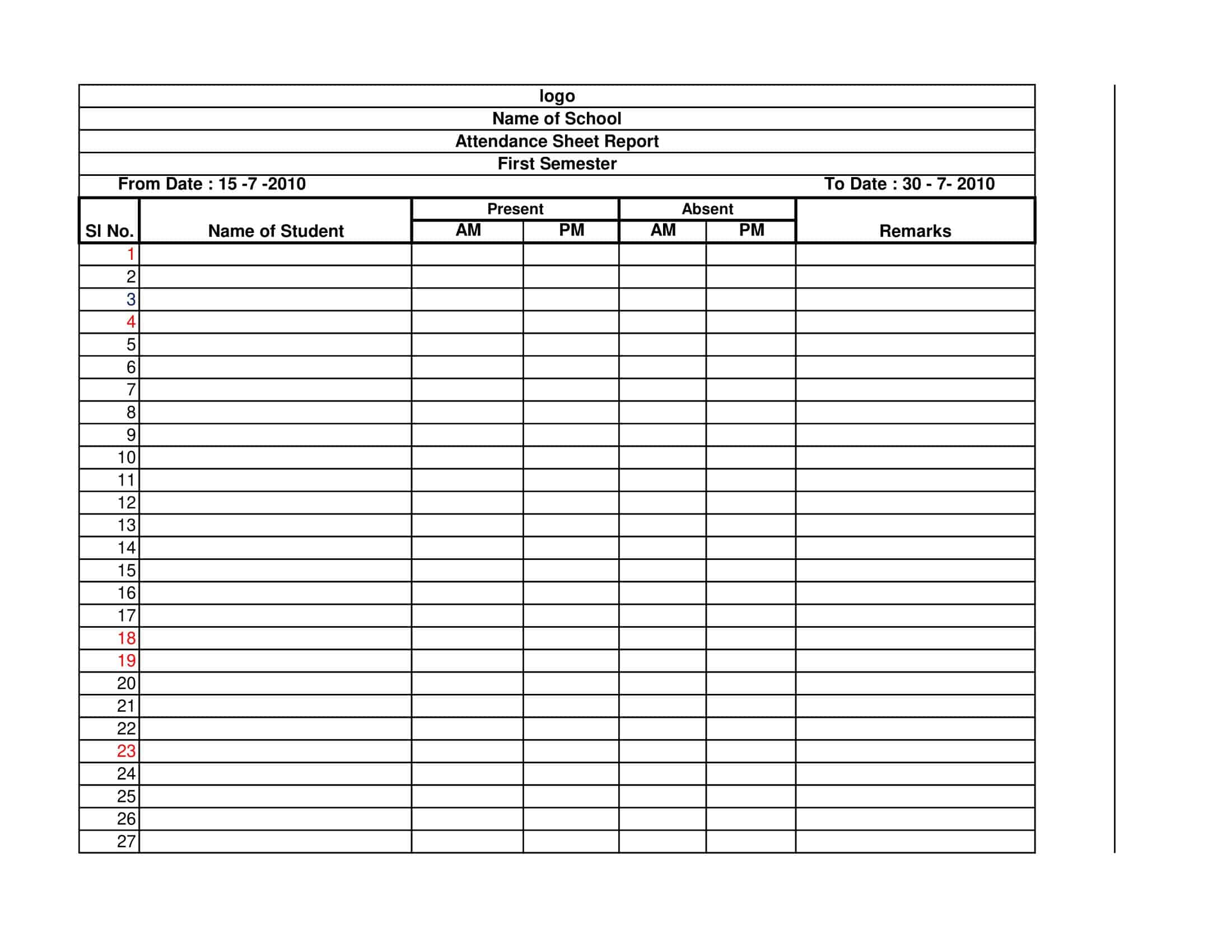 Free Printable Attendance Sheet Templates Word Excel PDF 
