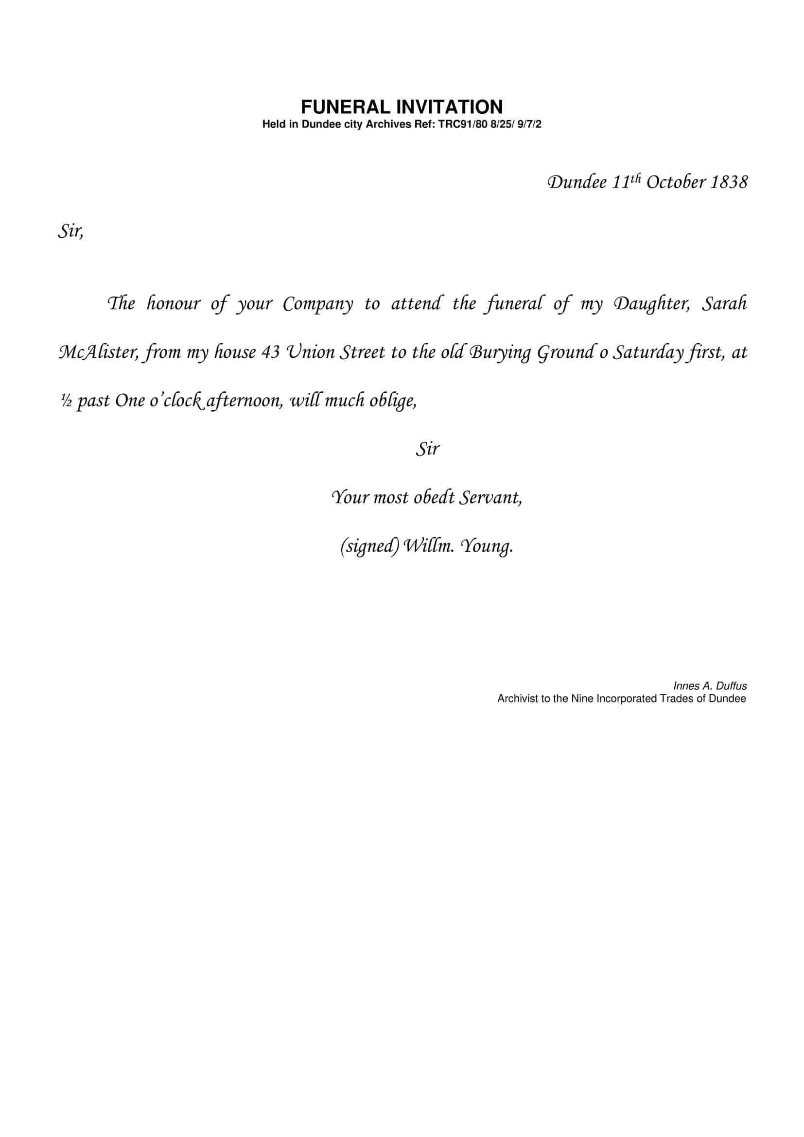 Funeral Invitation Letter To Church Sle Pdf Infoupdate