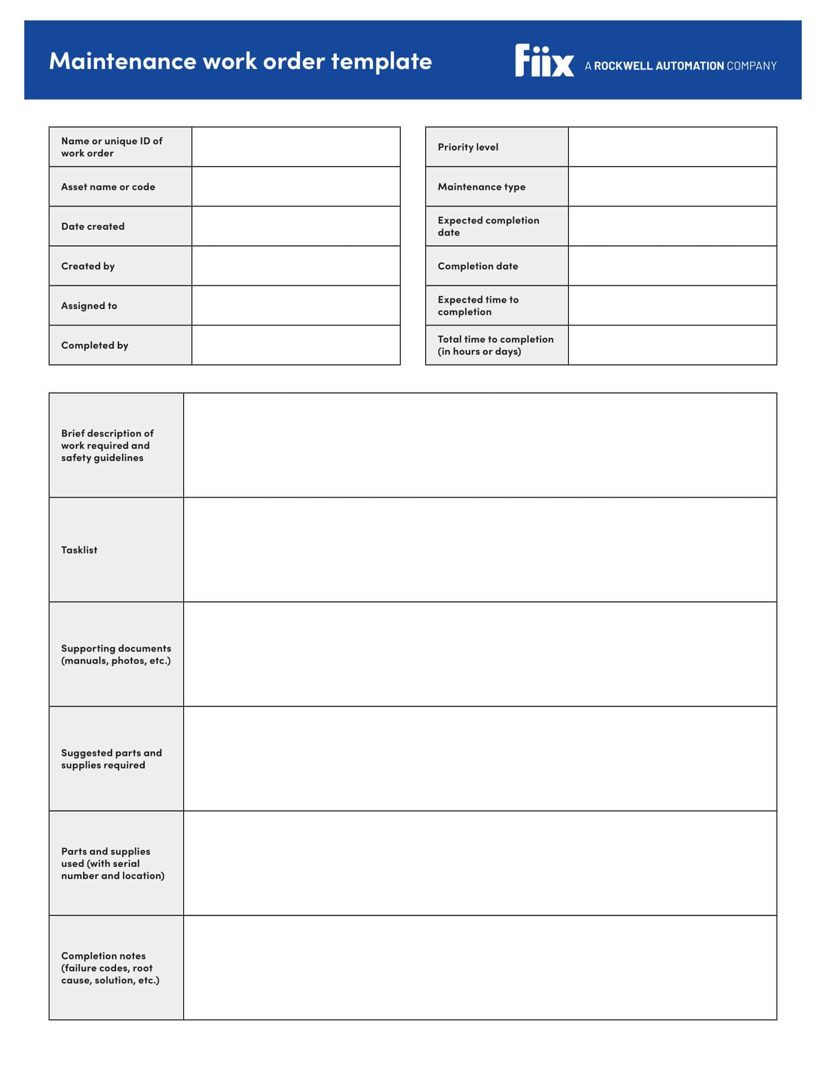 Free Printable Work Order Templates Excel Word PDF For Landscaping