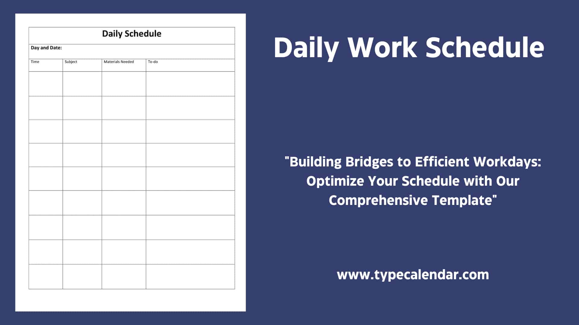 Free Printable Daily Work Schedule Templates Excel PDF Word 
