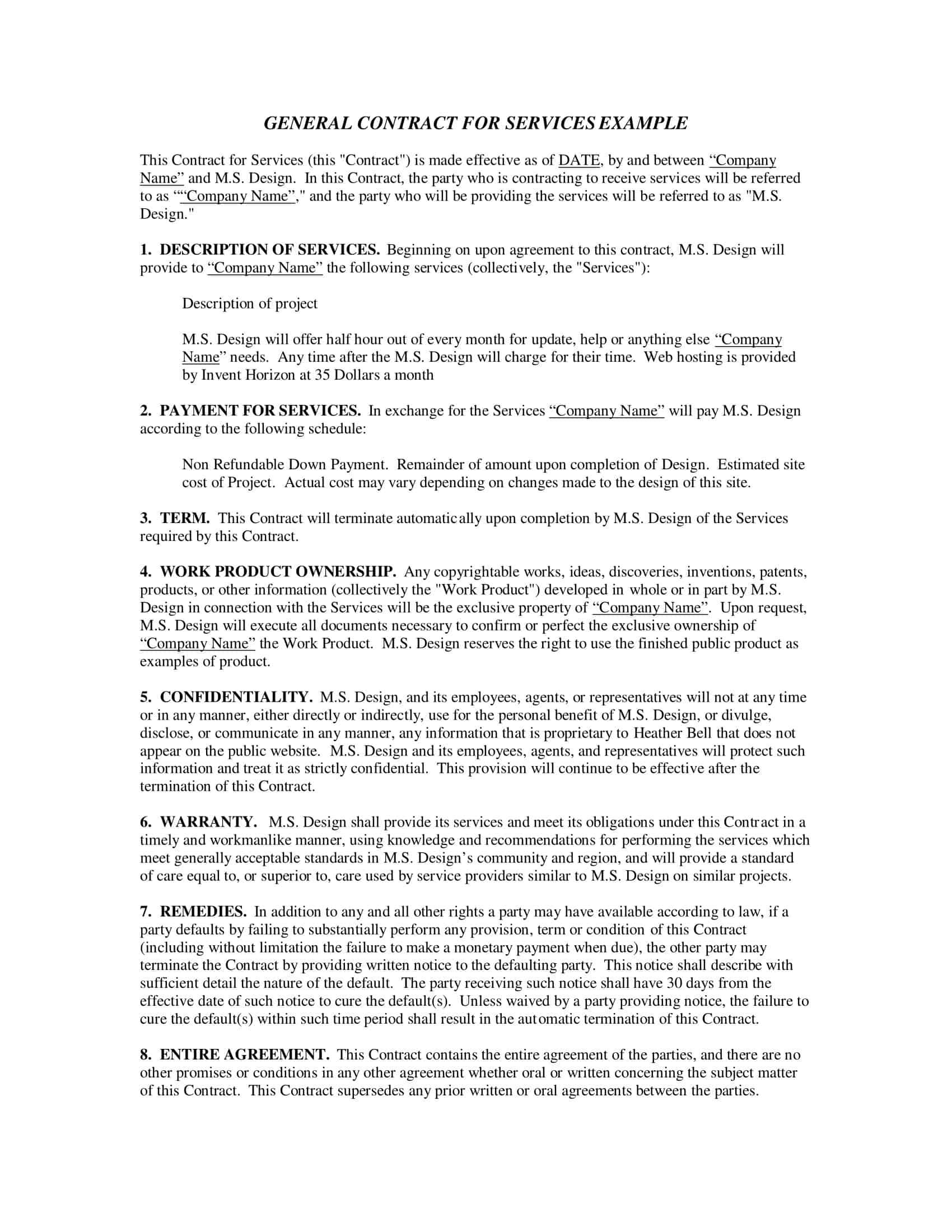 Free Printable Contract Templates [word, Pdf] Services & Employment