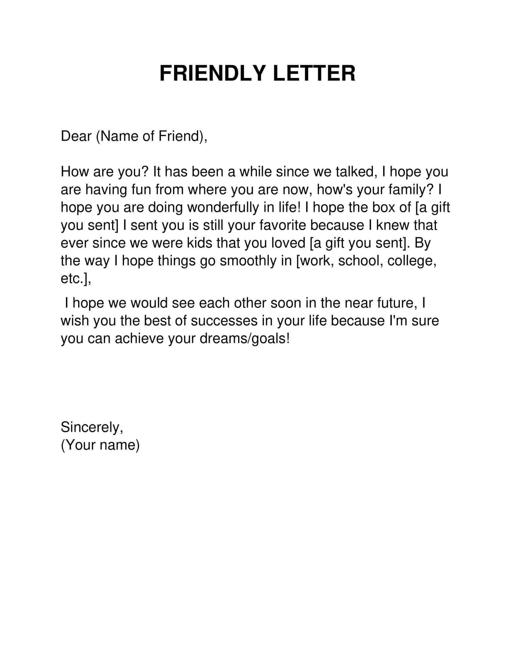 Printable Sample Friendly Letter For High School Printable Sample Friendly Letter For High School