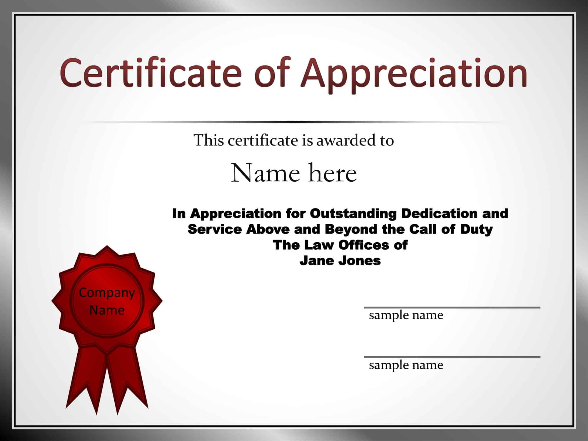 Free Printable Certificate Of Appreciation Template PDF Word 