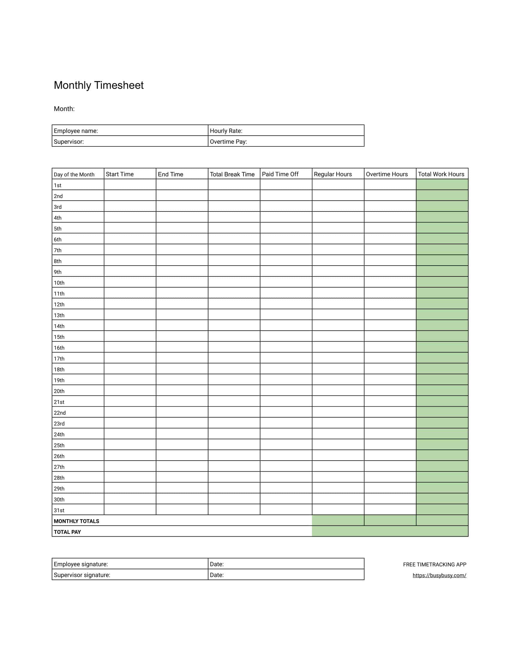 Free Printable Timesheet Templates Excel PDF Word Free Printable Timesheet Templates Excel PDF Word