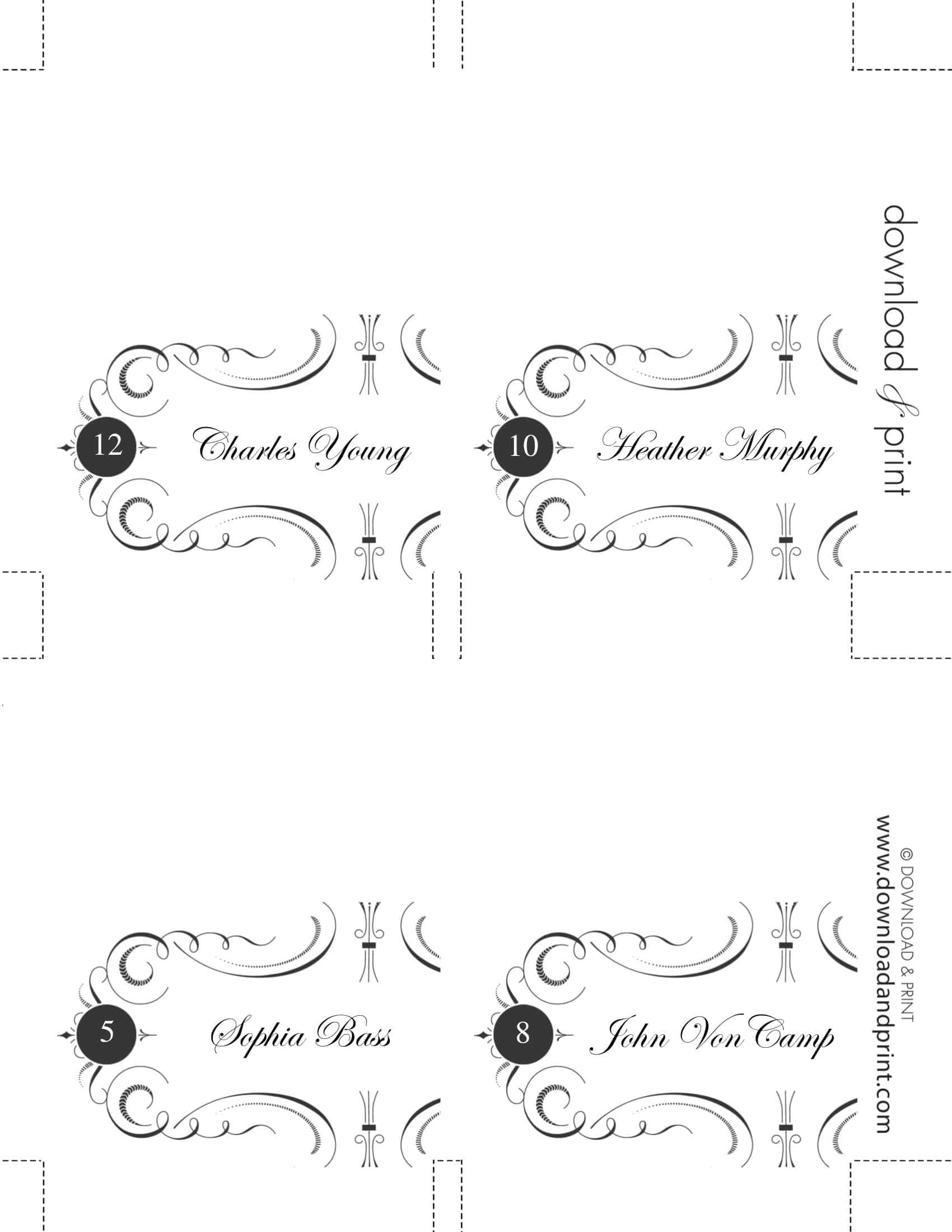 Free Printable Place Card Templates Word For Cricut
