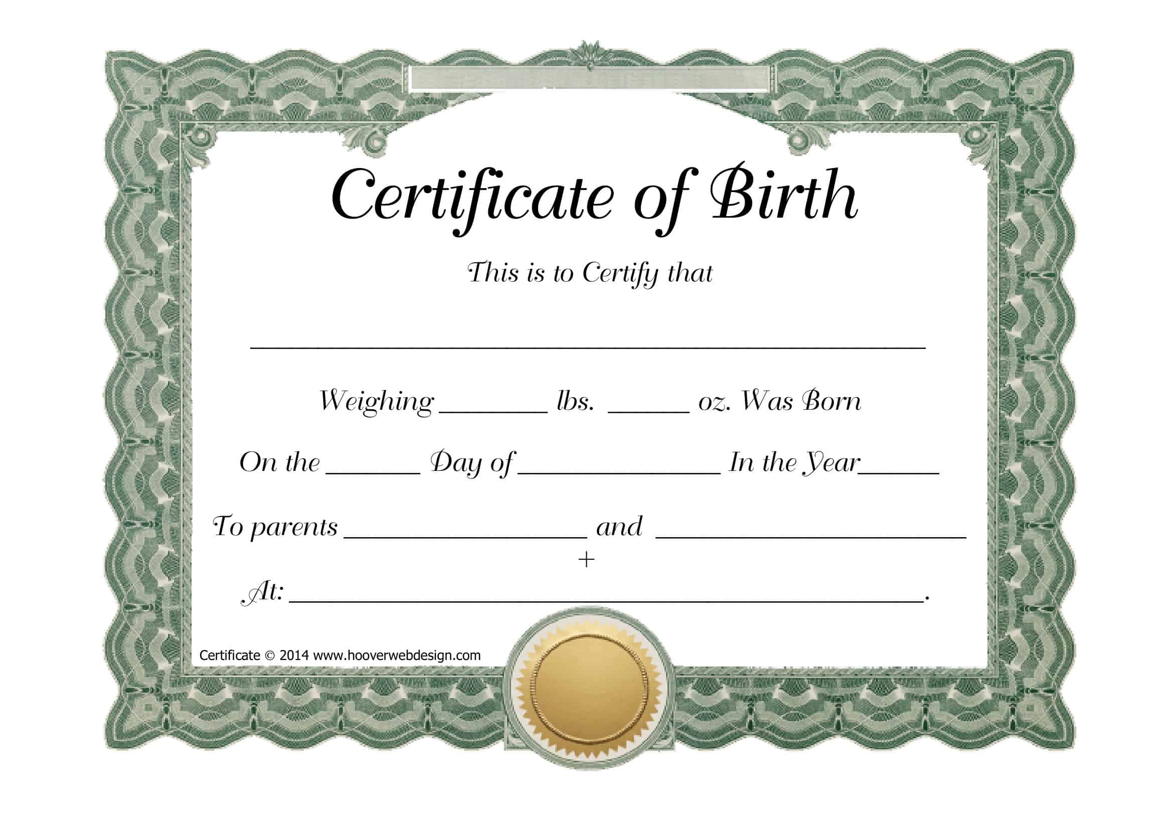 Free Printable Birth Certificate Templates PDF Blank Fillable Free Printable Birth Certificate Templates PDF Blank Fillable