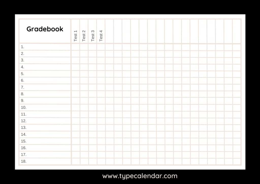 Free Printable Gradebook Templates Streamline Your Grading