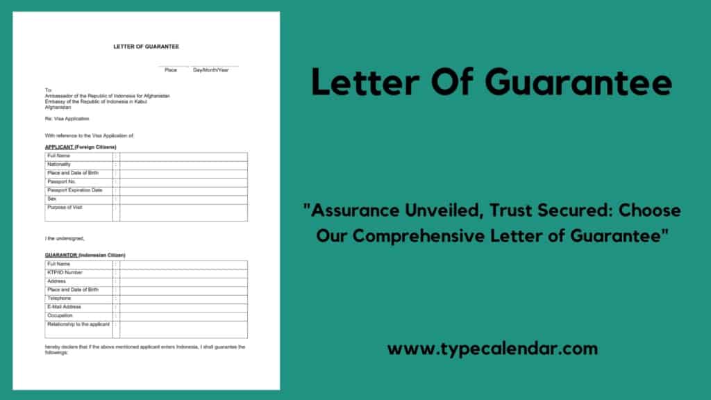 Free Printable Letter Of Guarantee Templates (PDF, Word)