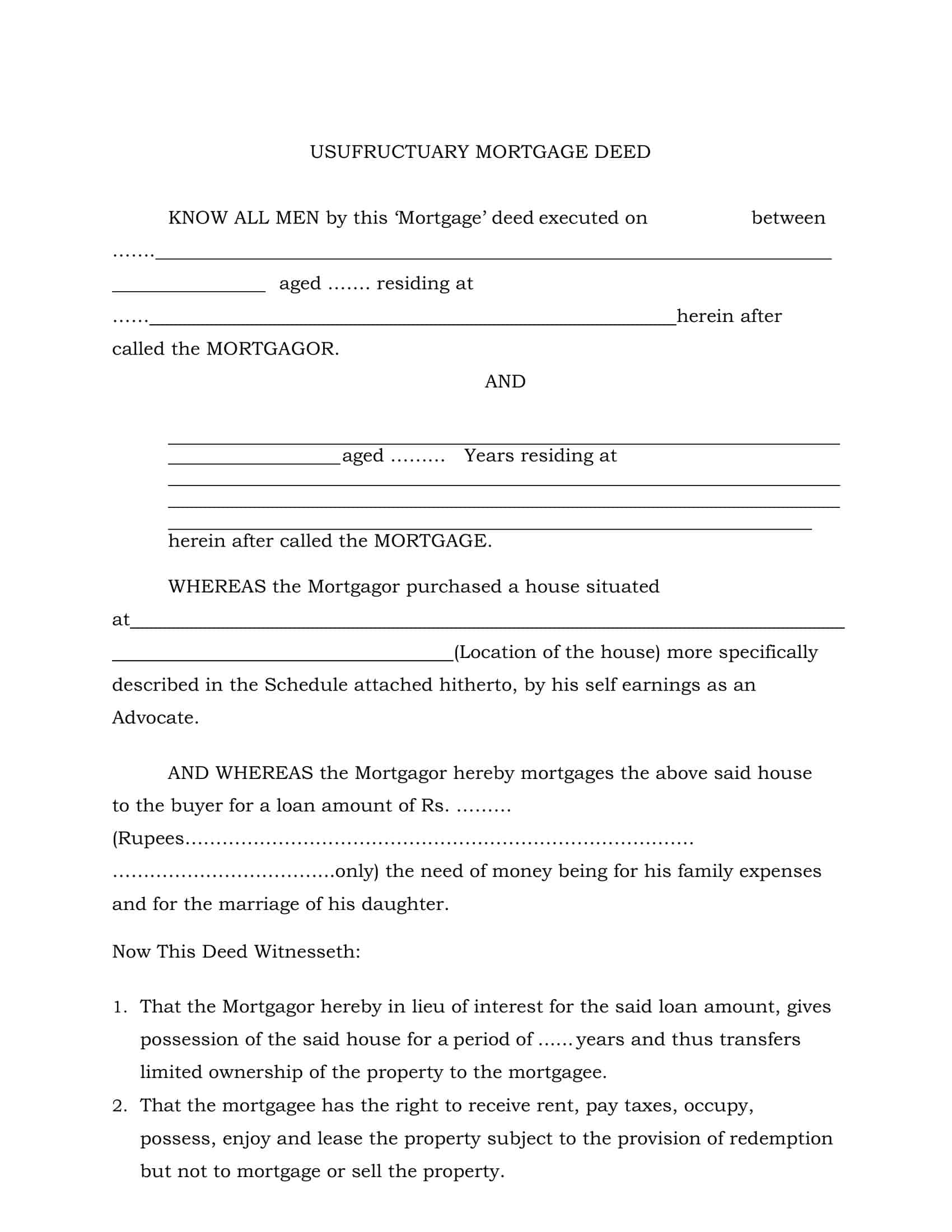 Free Printable Mortgage Deed Templates PDF Word Simple Free Printable Mortgage Deed Templates PDF Word Simple