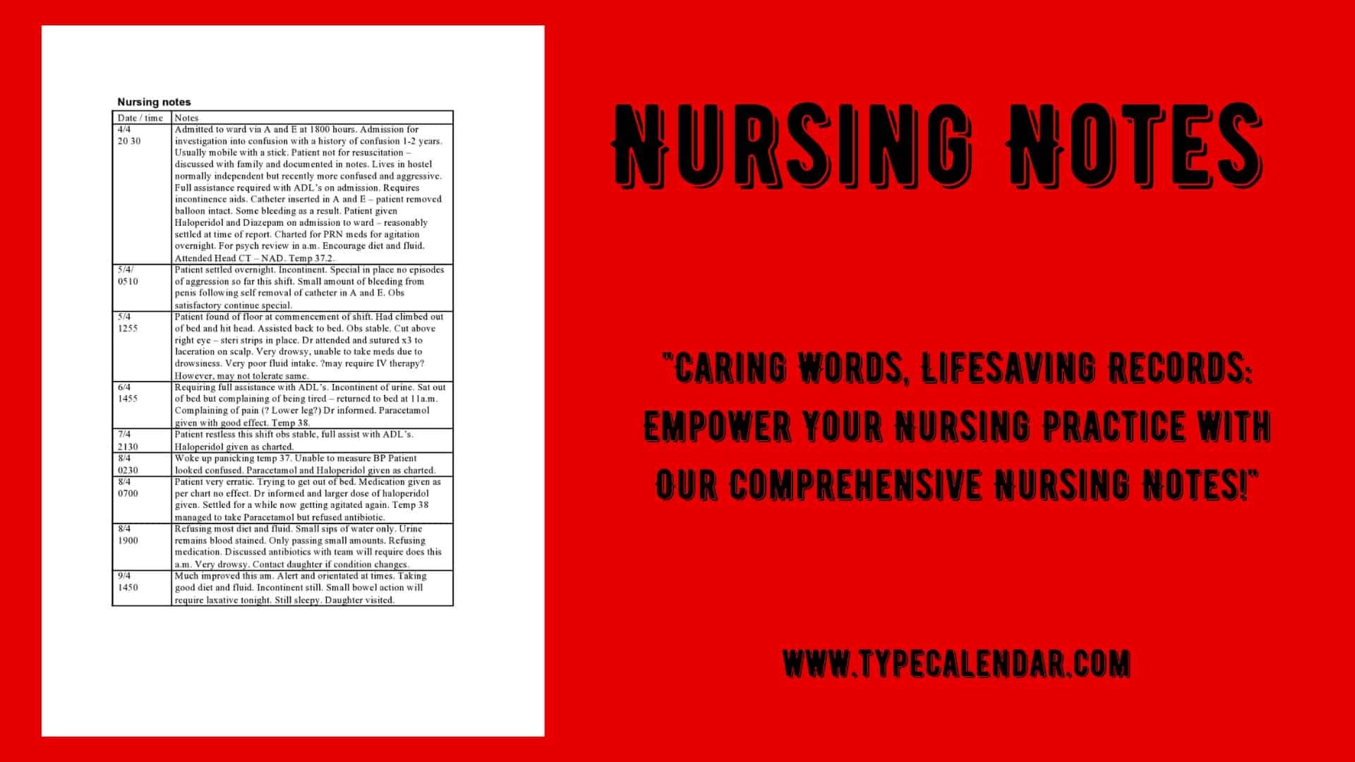Free Printable Nursing Notes Templates Word PDF 