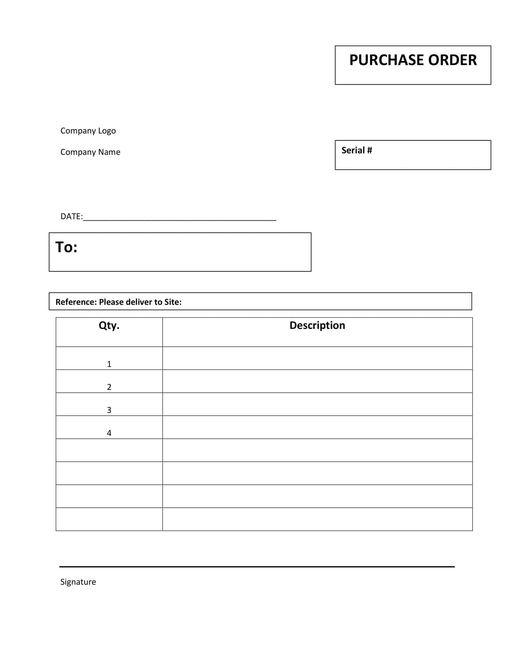 Blank Purchase Order Template Blank Purchase Order Template