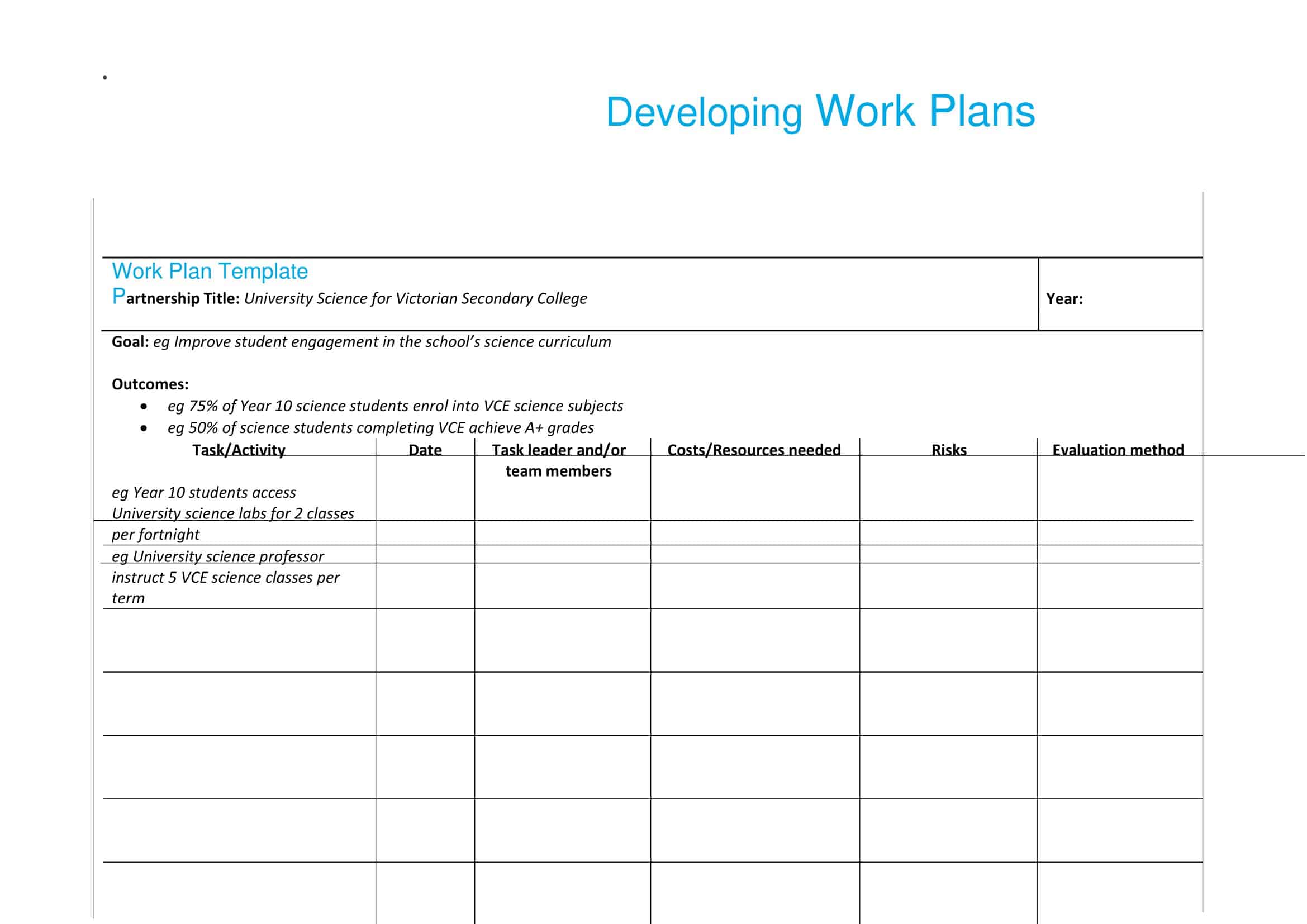 Free Printable Work Plan Template Boost Productivity Free Printable Work Plan Template Boost Productivity