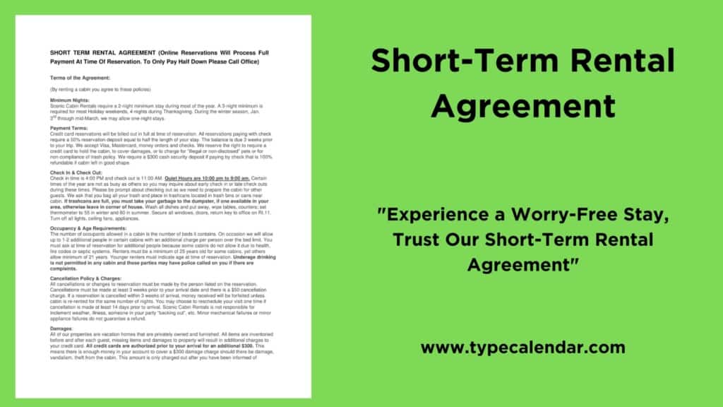 Free Printable Short-Term Rental Agreement Templates [Word, PDF]