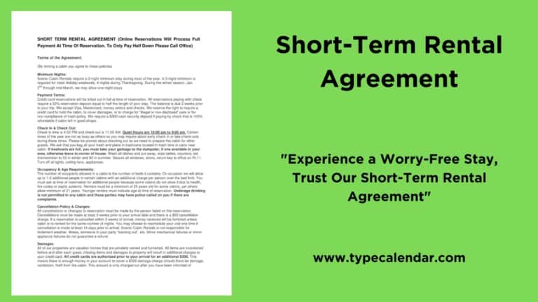 Free Printable Short-Term Rental Agreement Templates [Word, PDF]