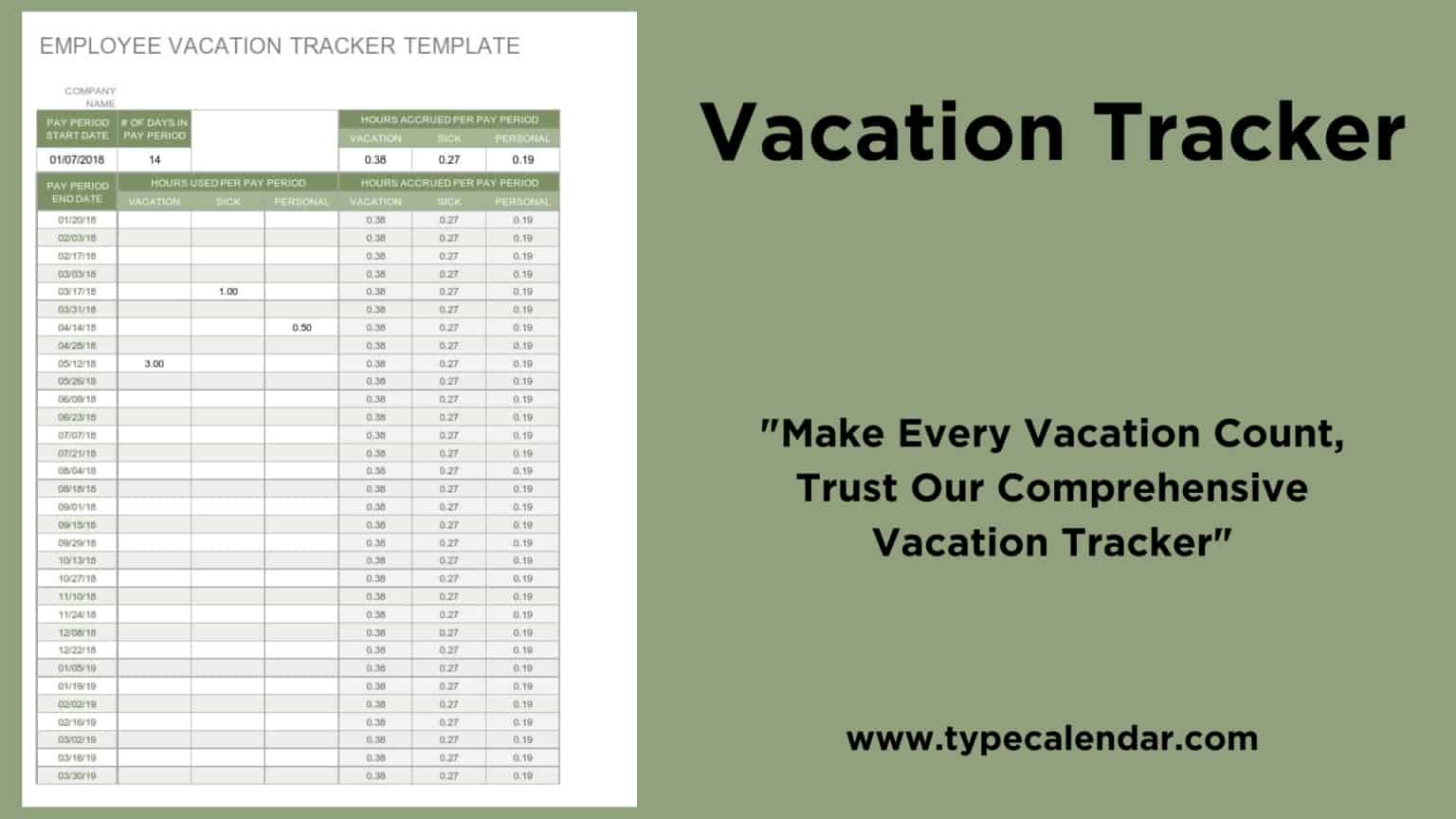 Free Printable Vacation Tracker Templates [Excel] Simple