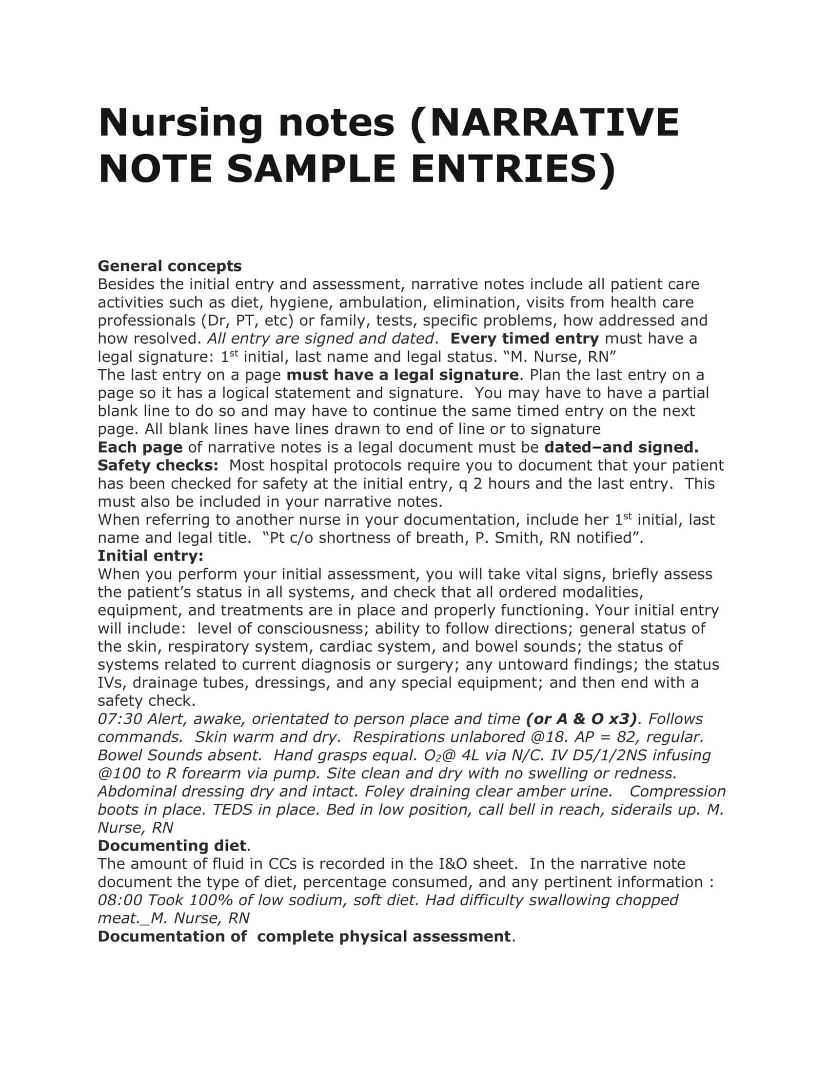 Nursing Notes Templates Prntbl concejomunicipaldechinu gov co
