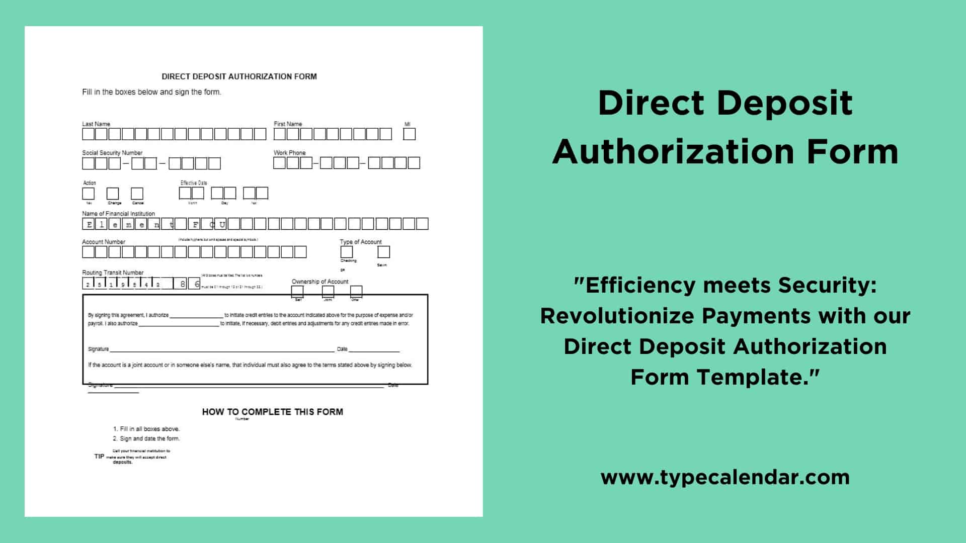Direct Deposit Form Template Prntbl concejomunicipaldechinu gov co