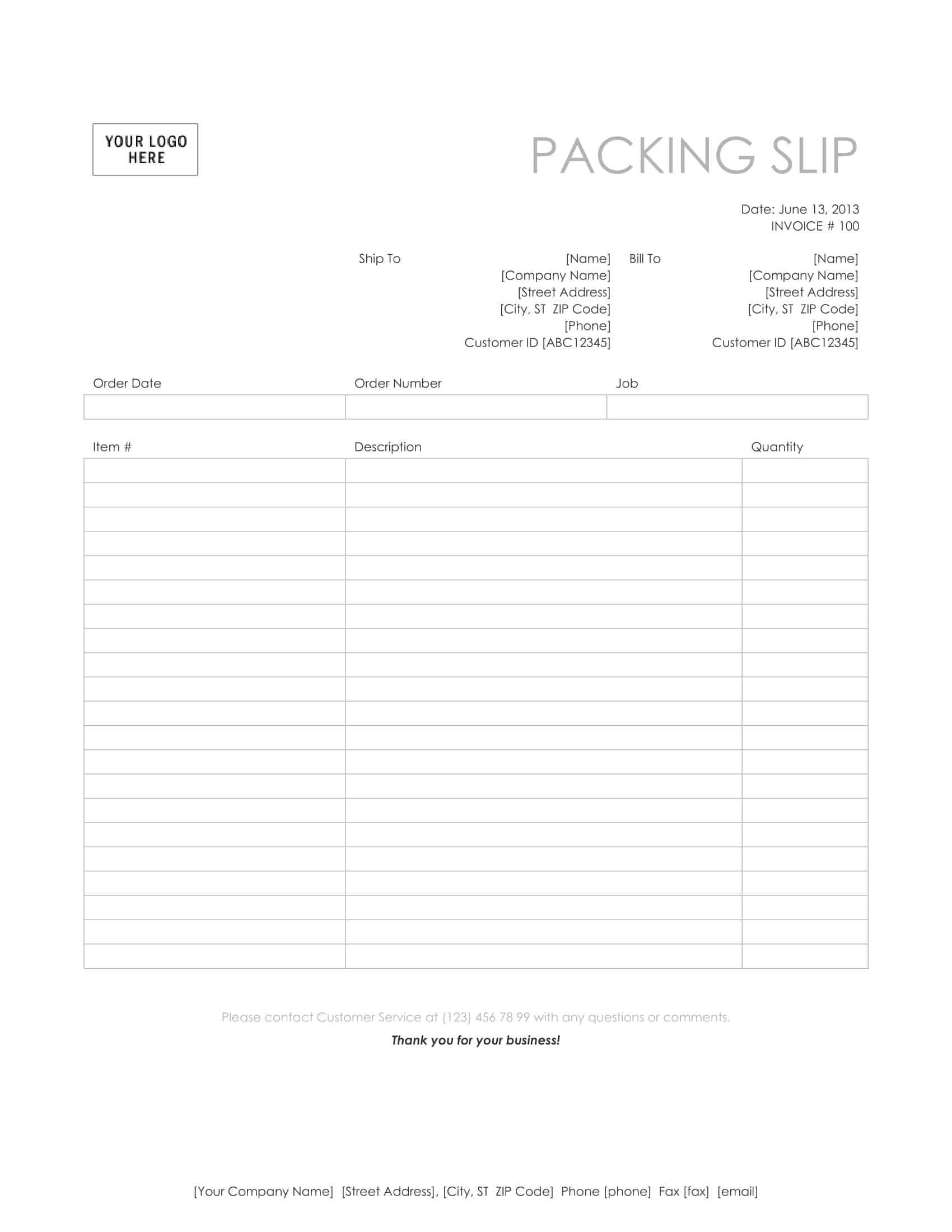 Free Printable Packing Slip Template Enhance Your Shipping 