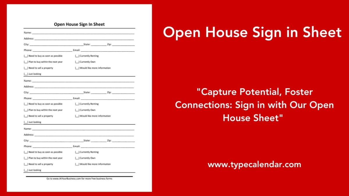 Free Printable Open House Sign In Sheet Templates [Word, PDF]