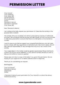 Free Printable Permission Letter Templates [Word, PDF]
