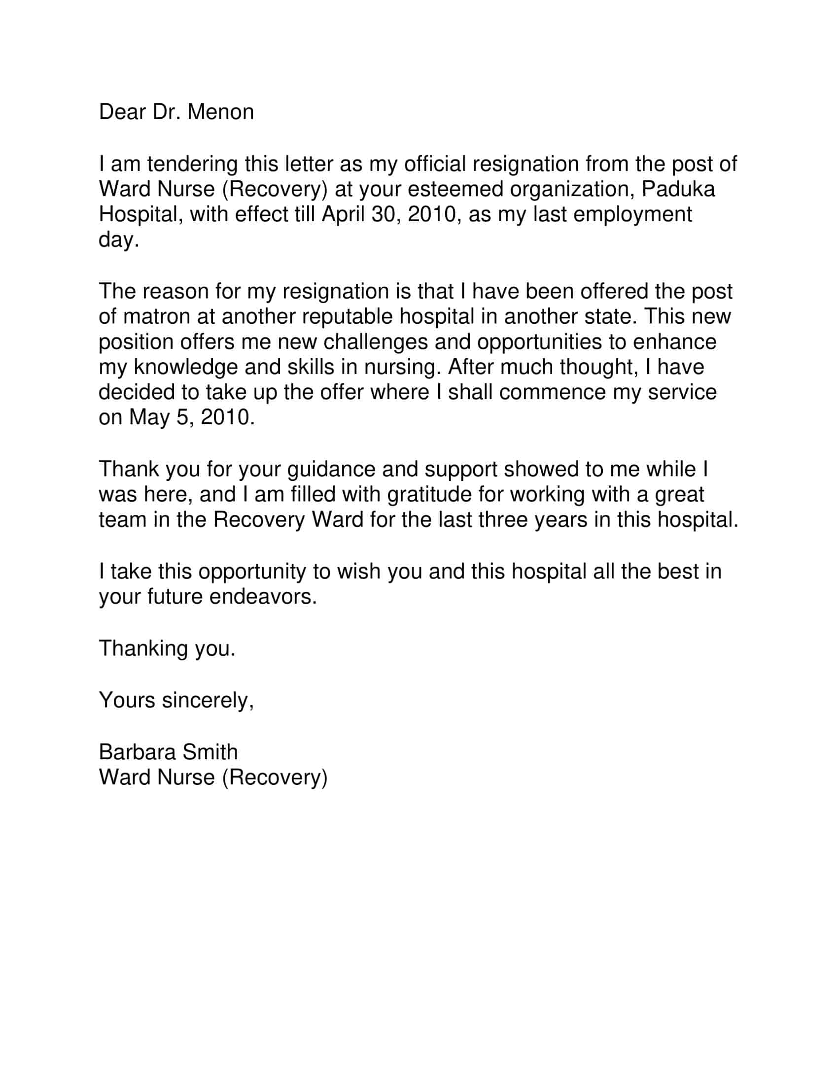 39 Nursing Resignation Letter Examples SinclairFezan 39 Nursing Resignation Letter Examples SinclairFezan