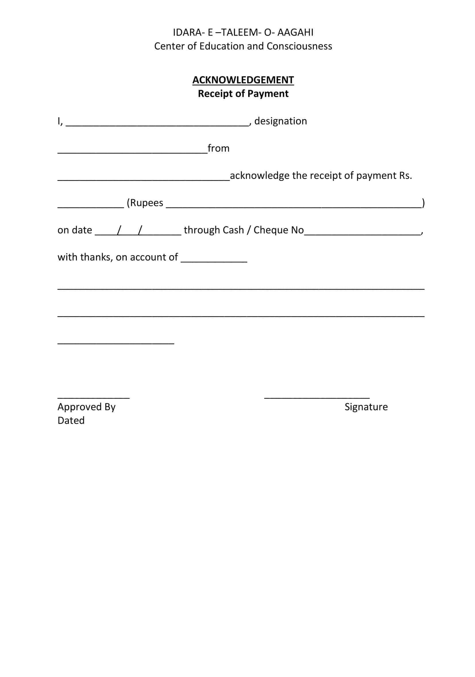 Printable Acknowledgement Receipt Template Receipt Fo Vrogue co