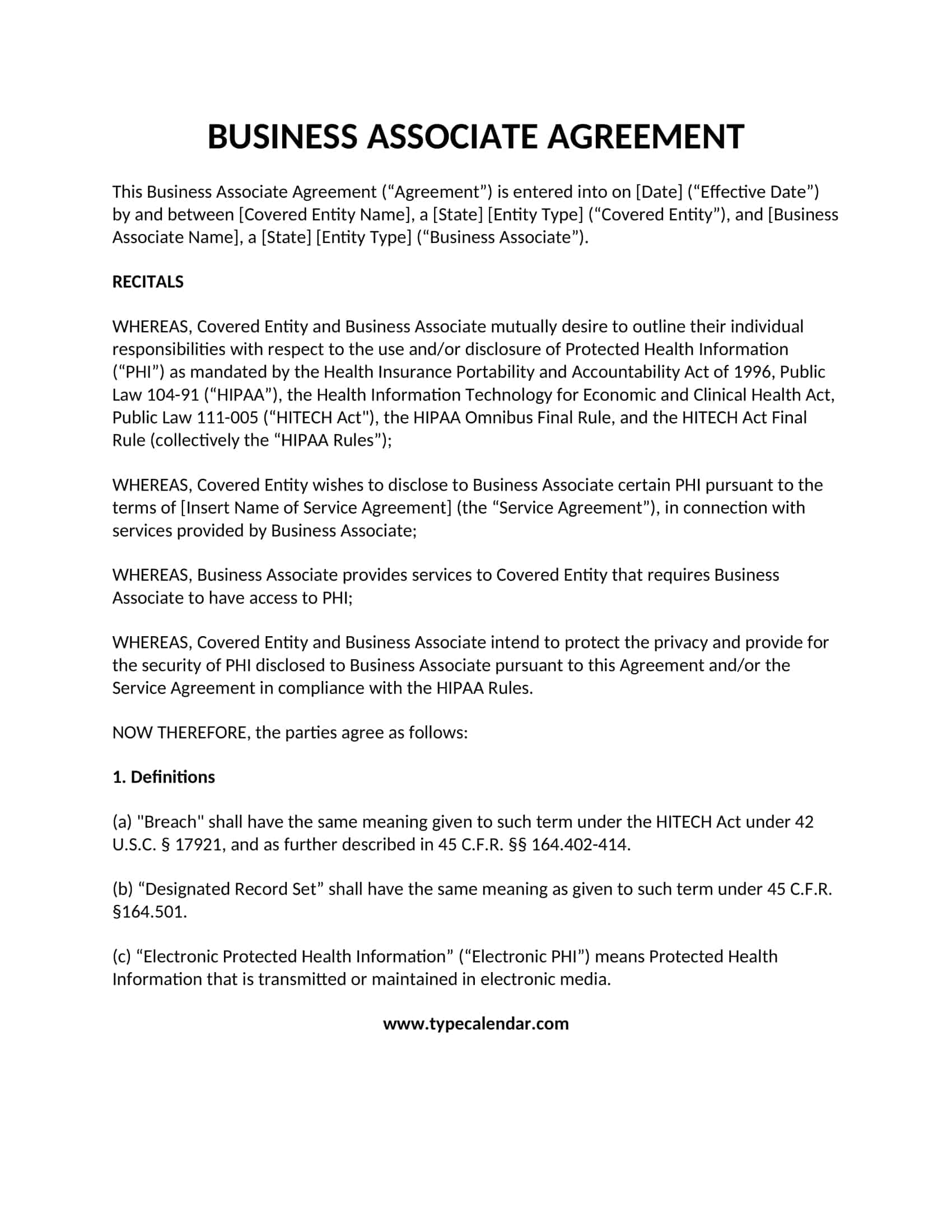 Baa Agreement Template Baa Agreement Template