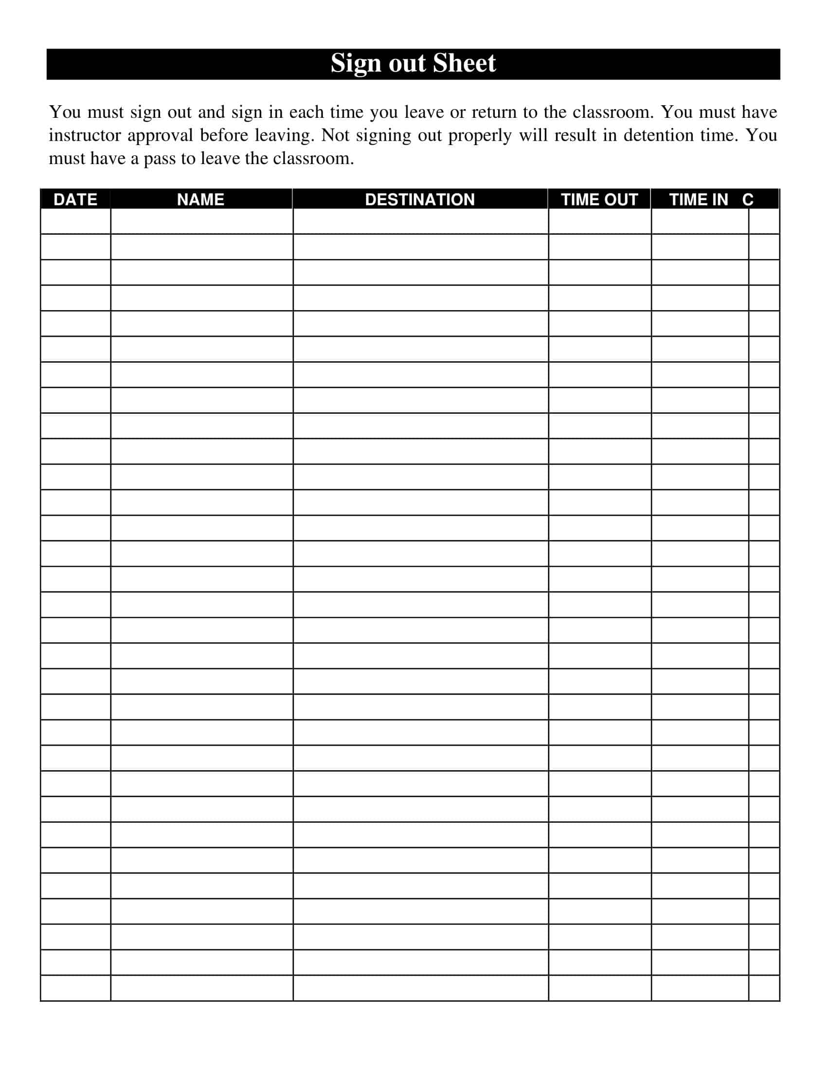 Excel Sign In Sheet Template Excel Sign In Sheet Template