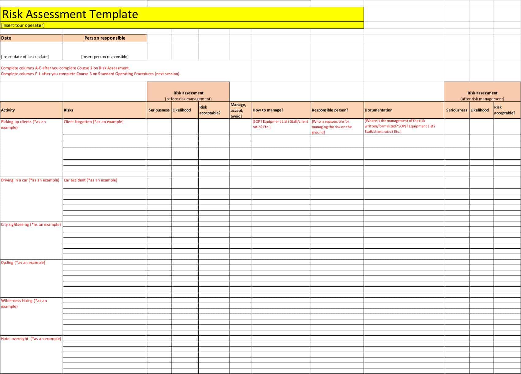 Risk Assessment Template Pdf