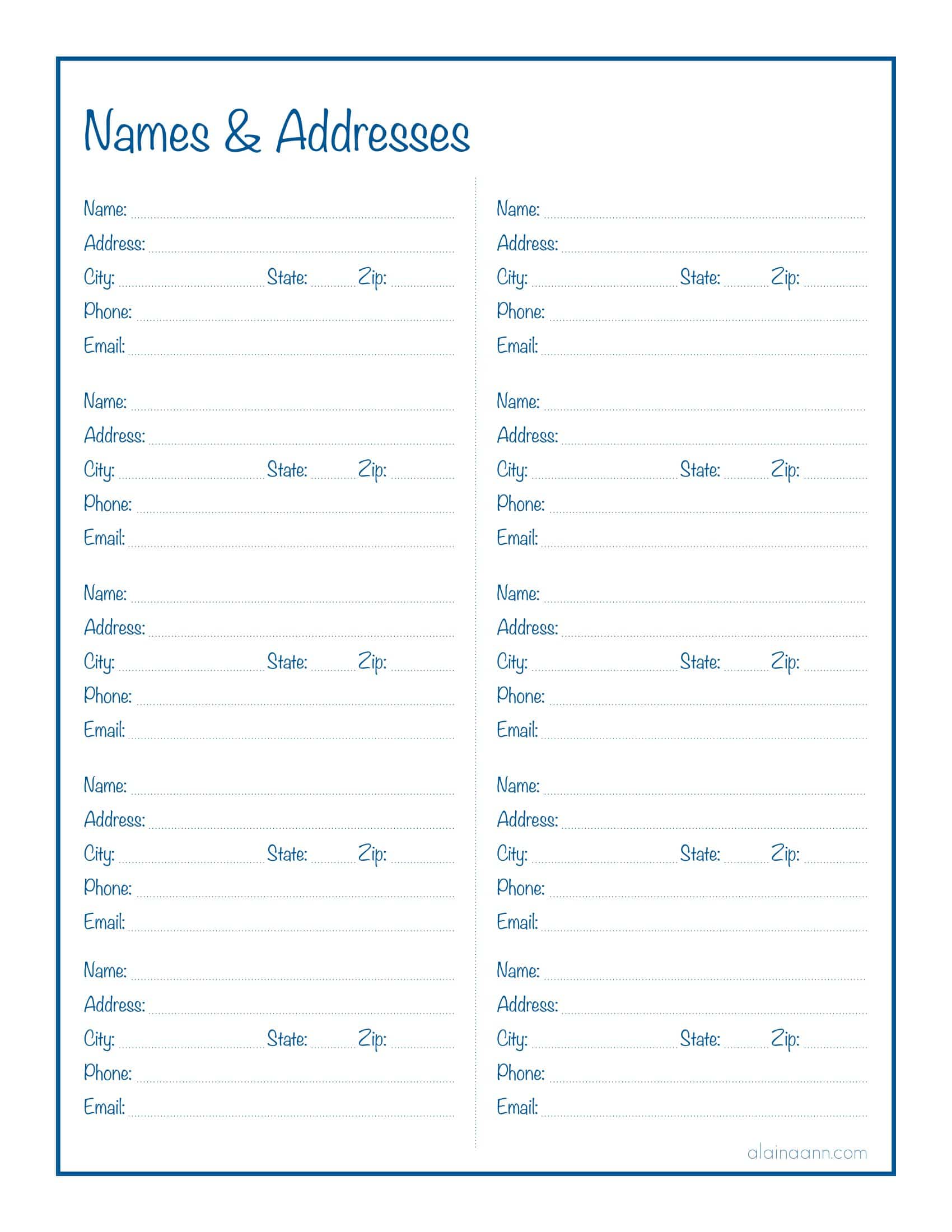 Free Printable Address Book Templates PDF Excel Word 