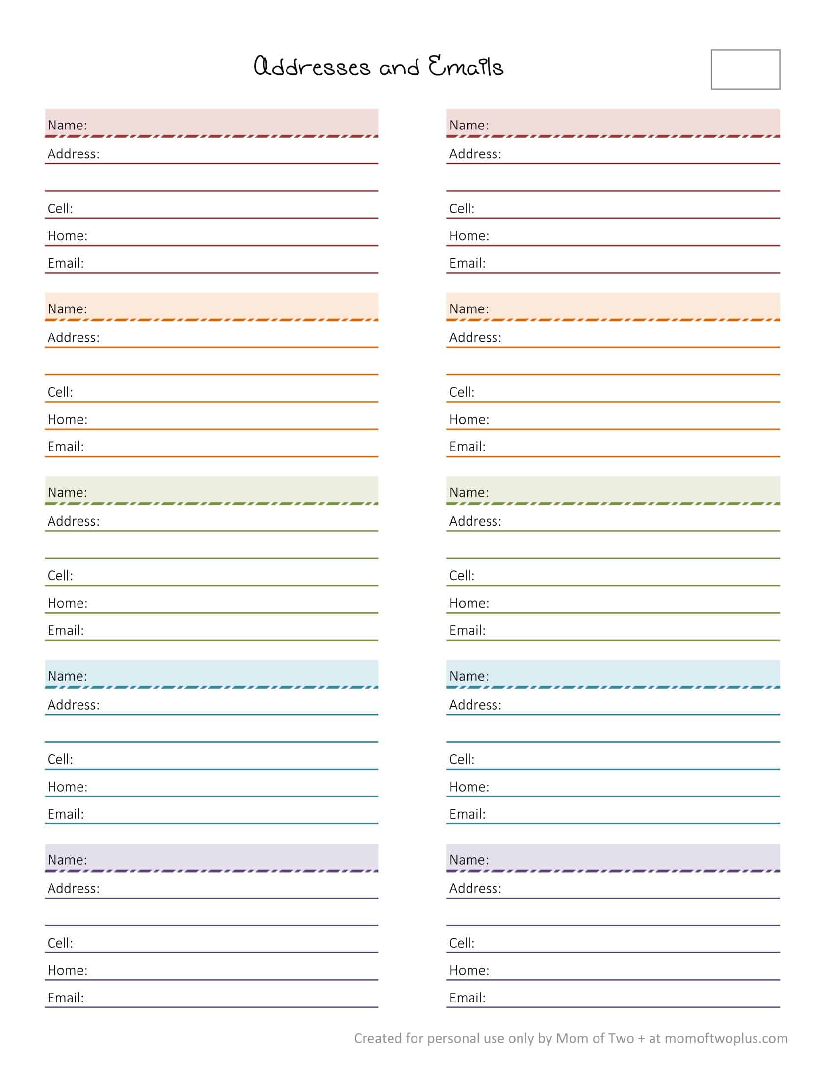 Free Printable Address Book Templates PDF Excel Word 