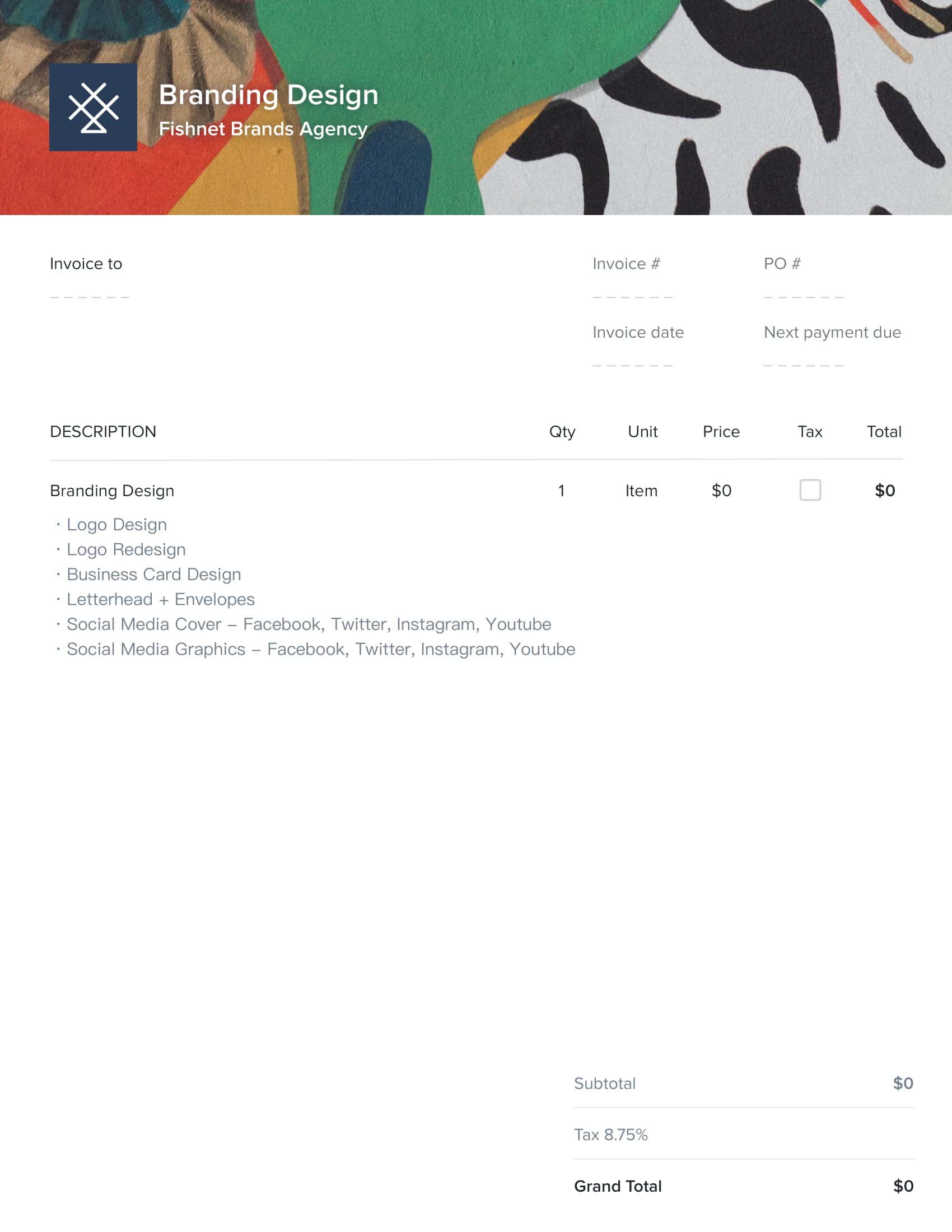 Free Printable Graphic Design Invoice Templates [PDF] Example