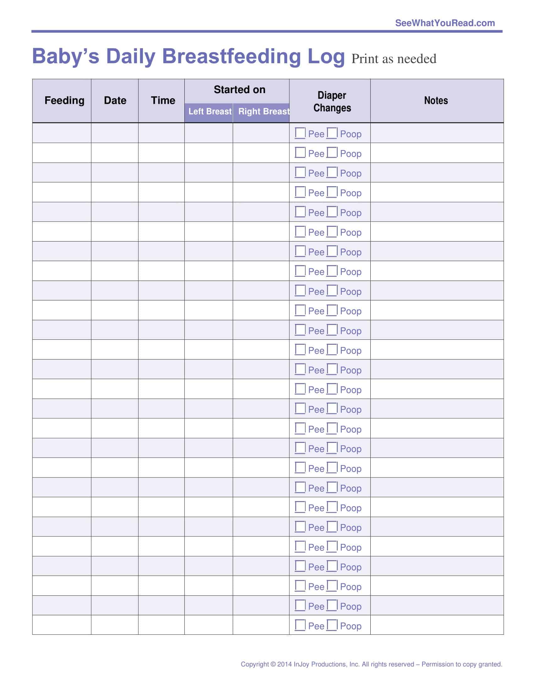 Baby Feeding Log Printable At Grace Brentnall Blog