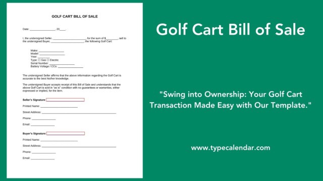 Free Printable Golf Cart Bill Of Sale Templates [PDF, Word] Form