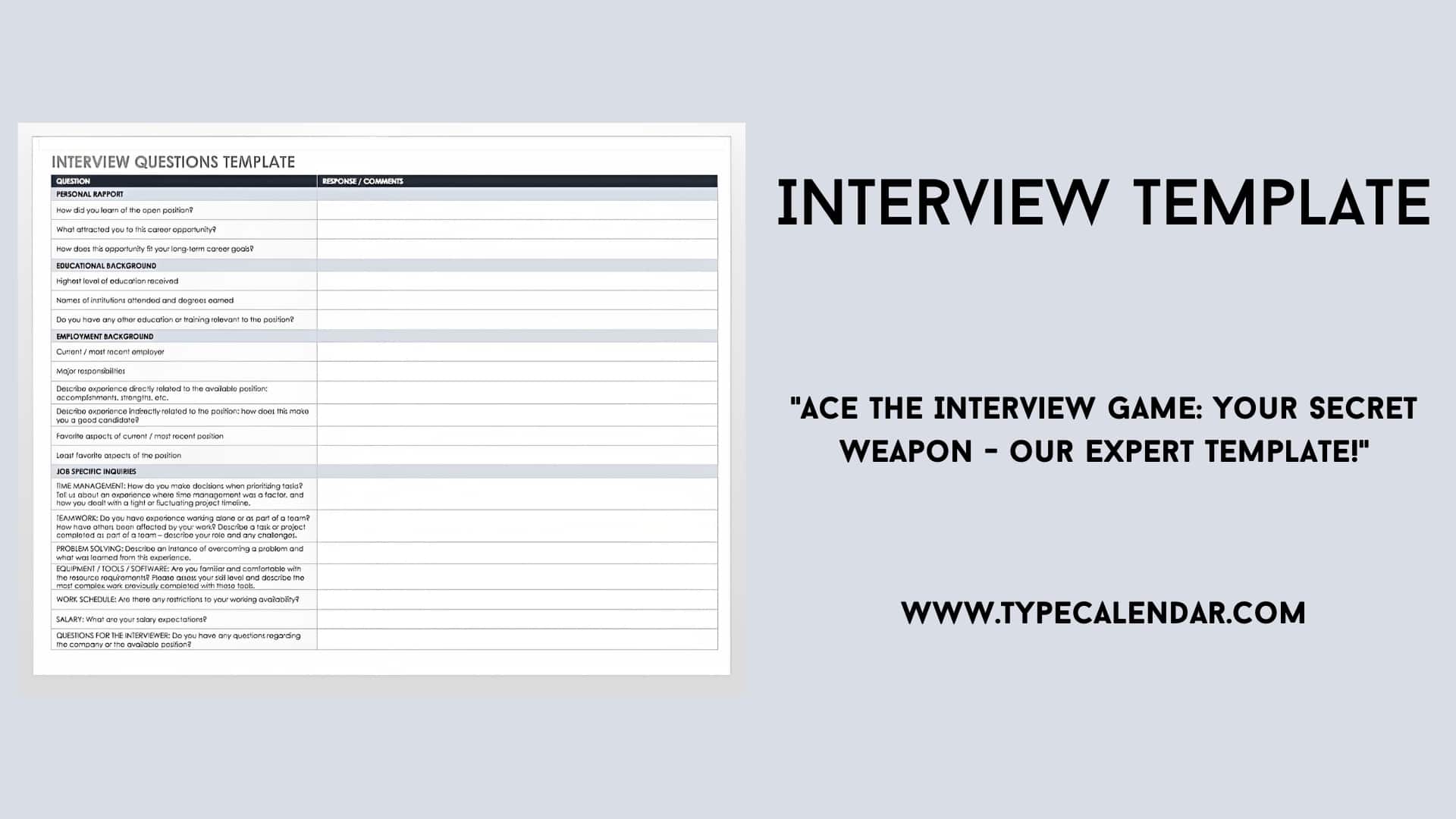 Free Printable Interview Templates Sample ions Employers Managers