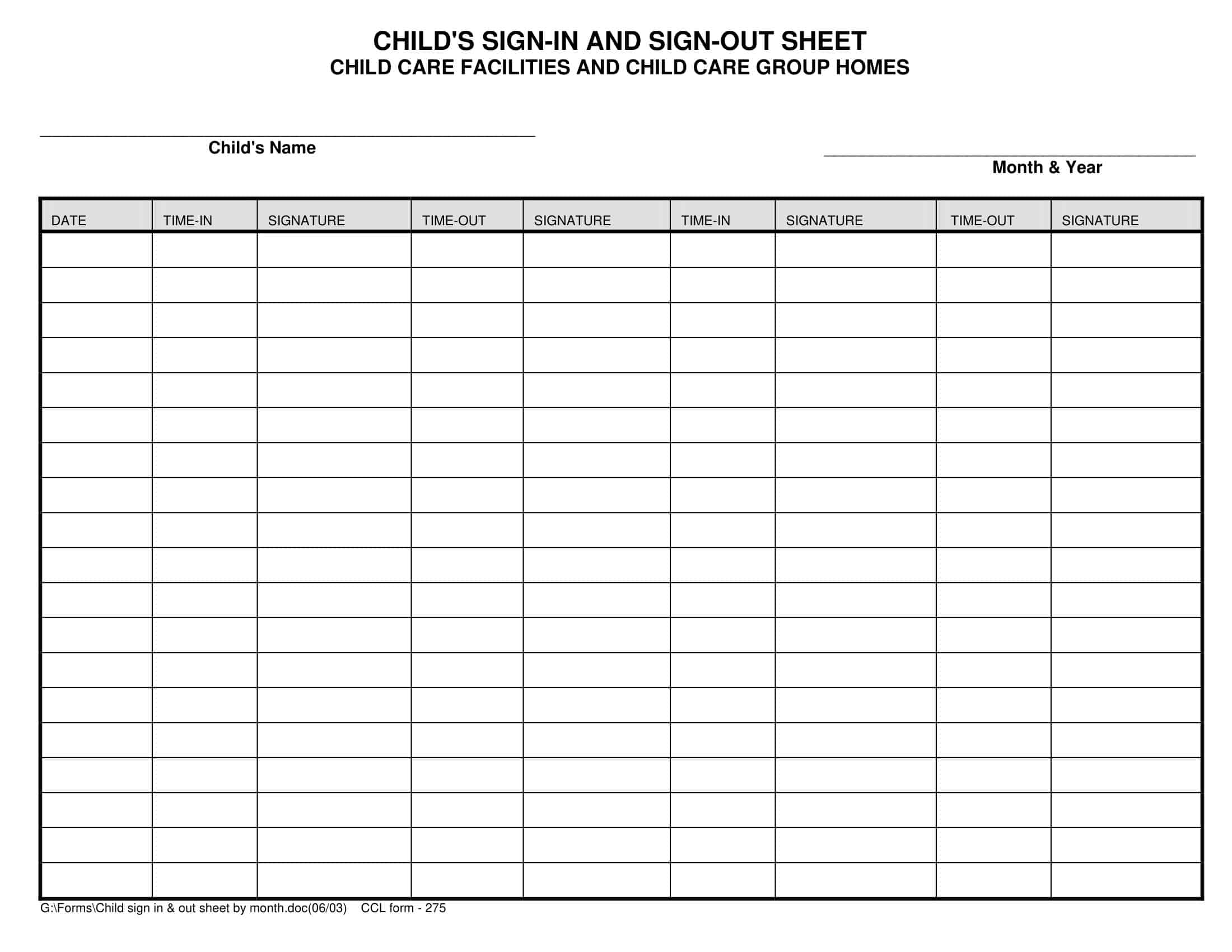 Sign In And Out Sheet Printable Sign In Sheet IVMR Sign In And Out Sheet Printable Sign In Sheet IVMR