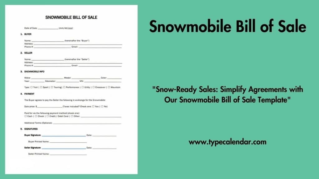Free Printable Snowmobile Bill Of Sale Templates [PDF] Form