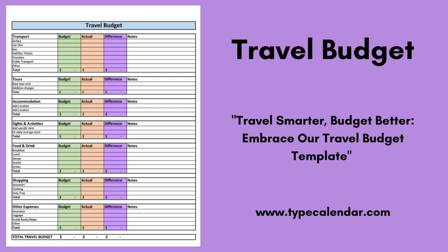 Free Printable Travel Budget Templates [Google Sheets, Excel, PDF]
