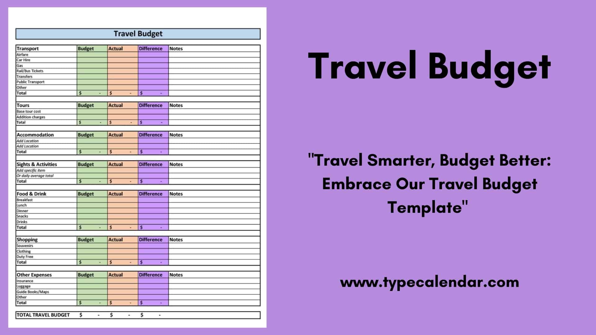 Travel Budget Template Google Sheets Free Infoupdate