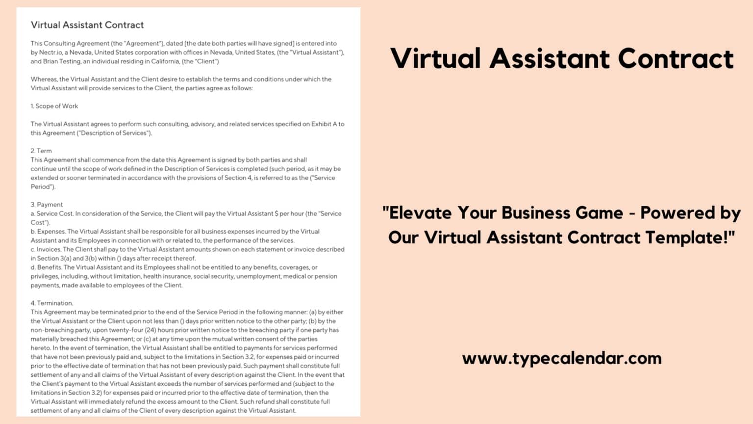 Free Printable Virtual Assistant Contract Templates [Word, PDF]